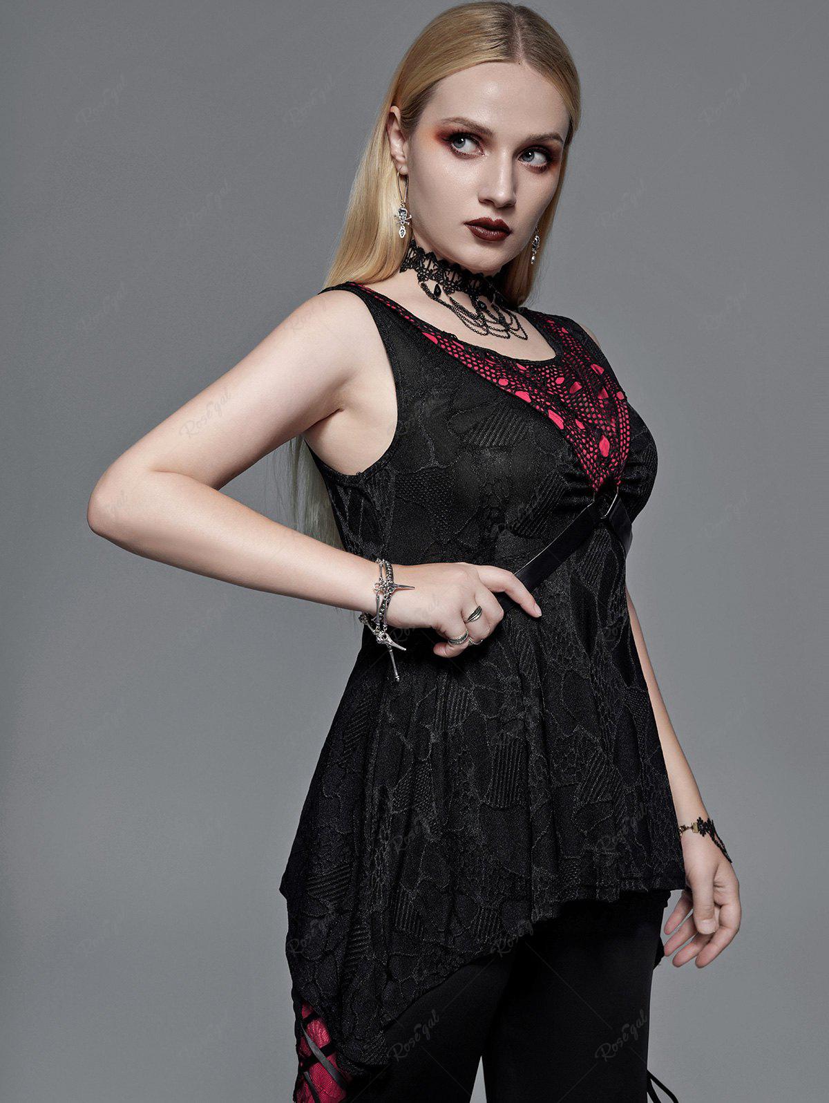 Gothic Fishnet Panel O-Ring PU Leather Straps Top – Rgothic