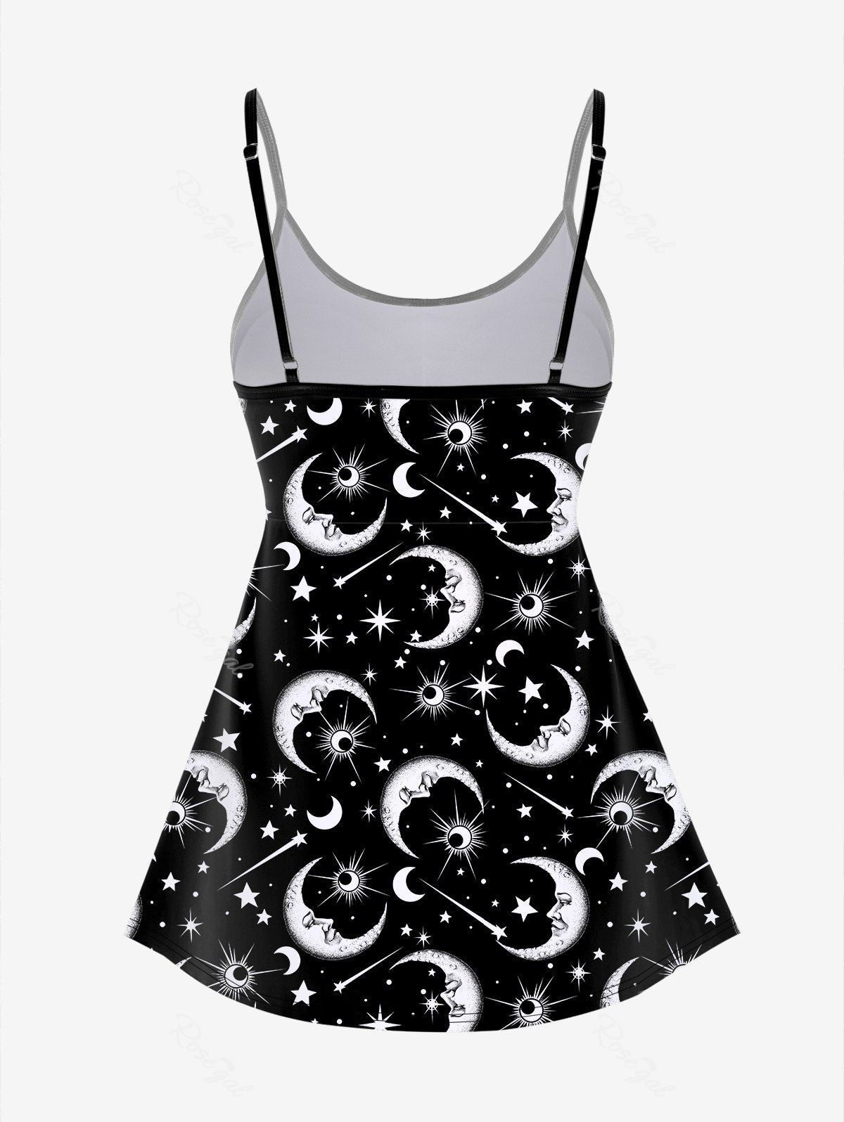 Gothic 3D Moon Star Glitter Print Boyleg Tankini Swimsuit (Adjustable ...