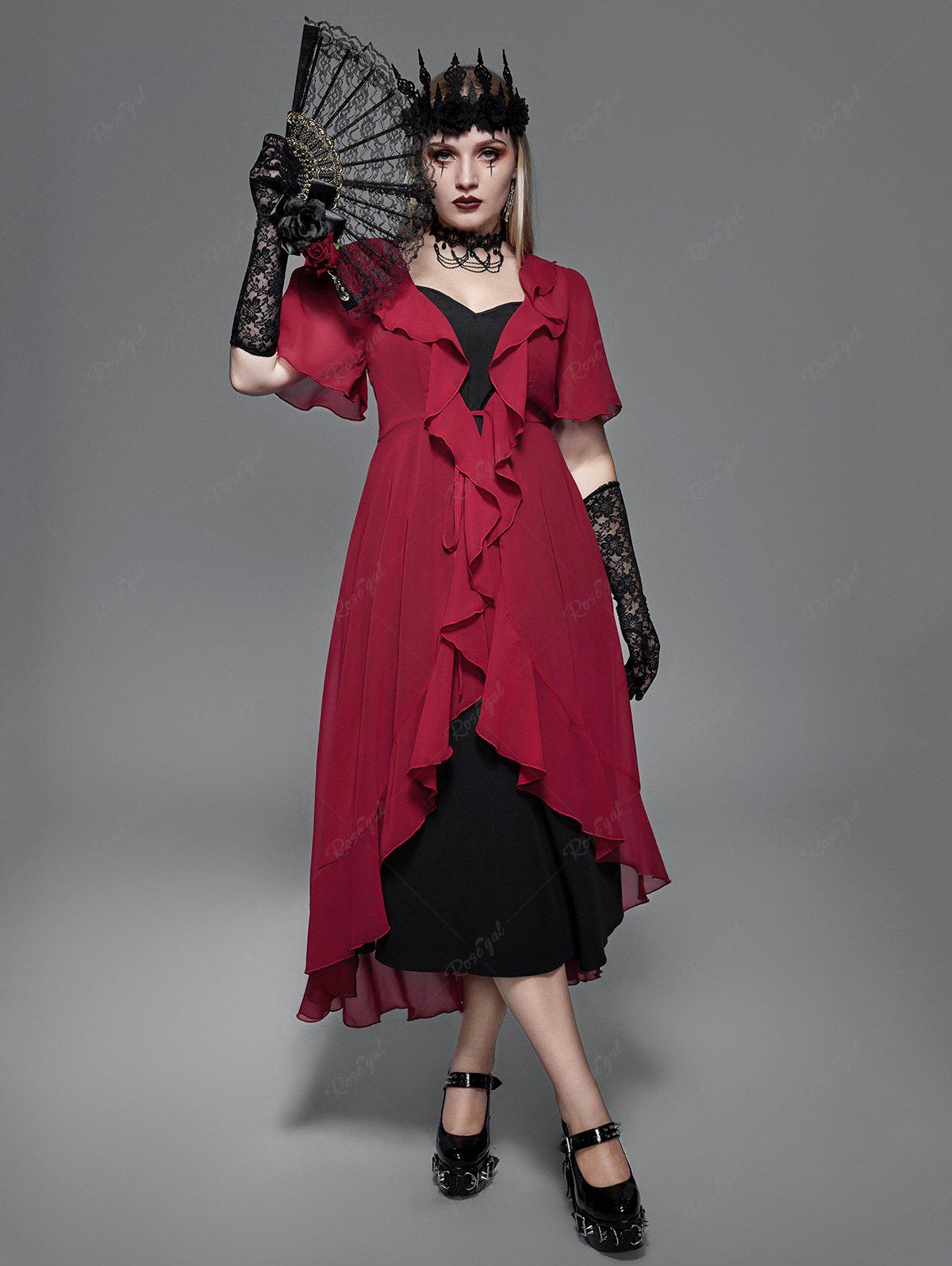 Victorian Goth Cami Dress and Tied Lettuce Trim Flutter Sleeves Dress ...