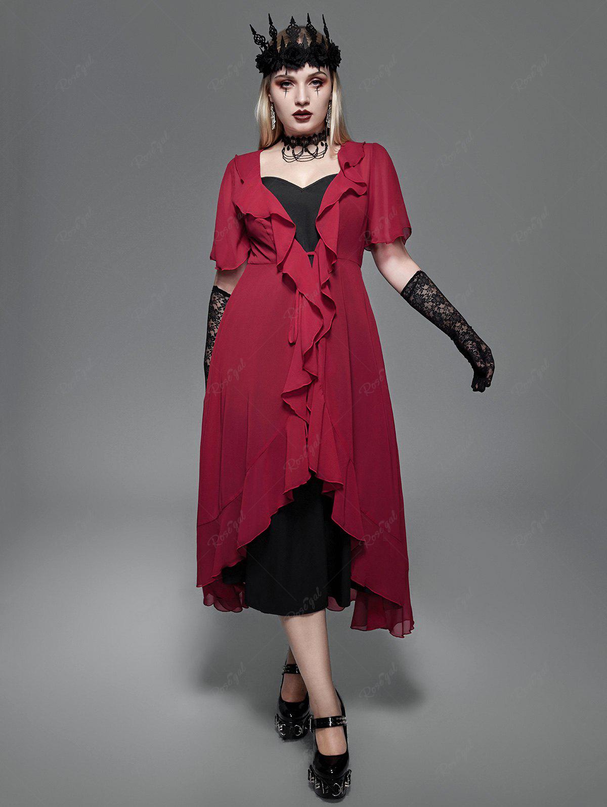 Victorian Goth Cami Dress and Tied Lettuce Trim Flutter Sleeves Dress ...