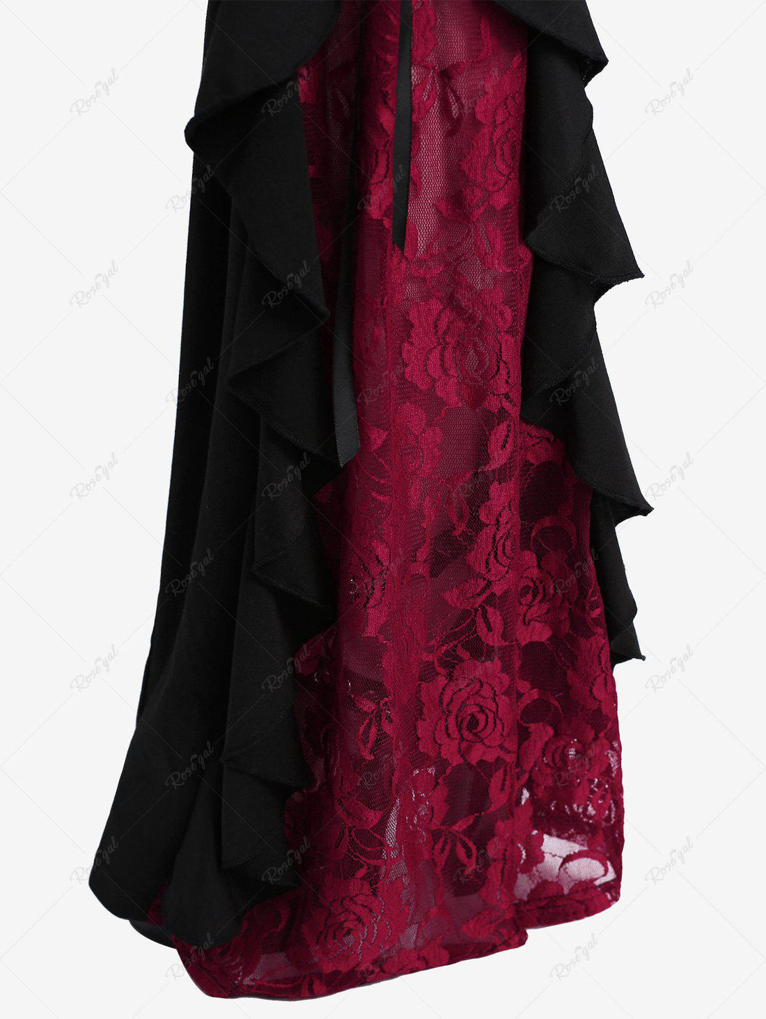 💗Lauren Loves💗Victorian Goth Rose Lace Panel Ruffle Lace-up Flare Pant ...