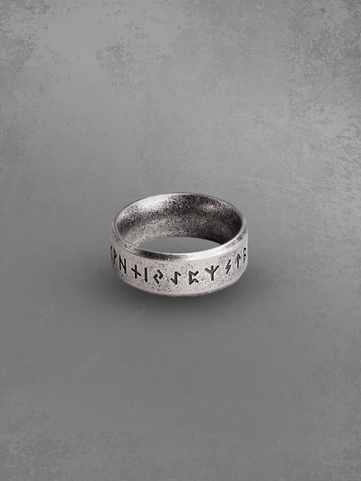 Gothic Viking Letters Carved Minimalist Ring – Rgothic