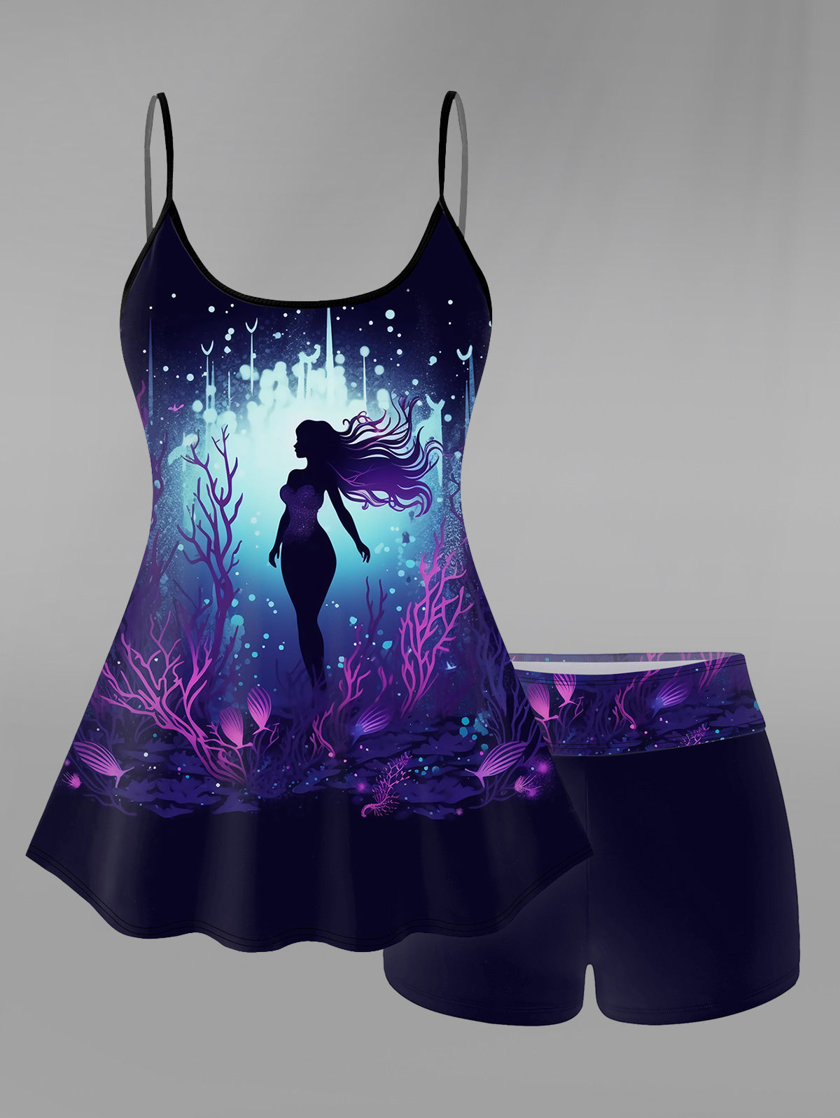 Gothic 3D Print Boyleg Tankini Swimsuit (Adjustable Shoulder Strap ...