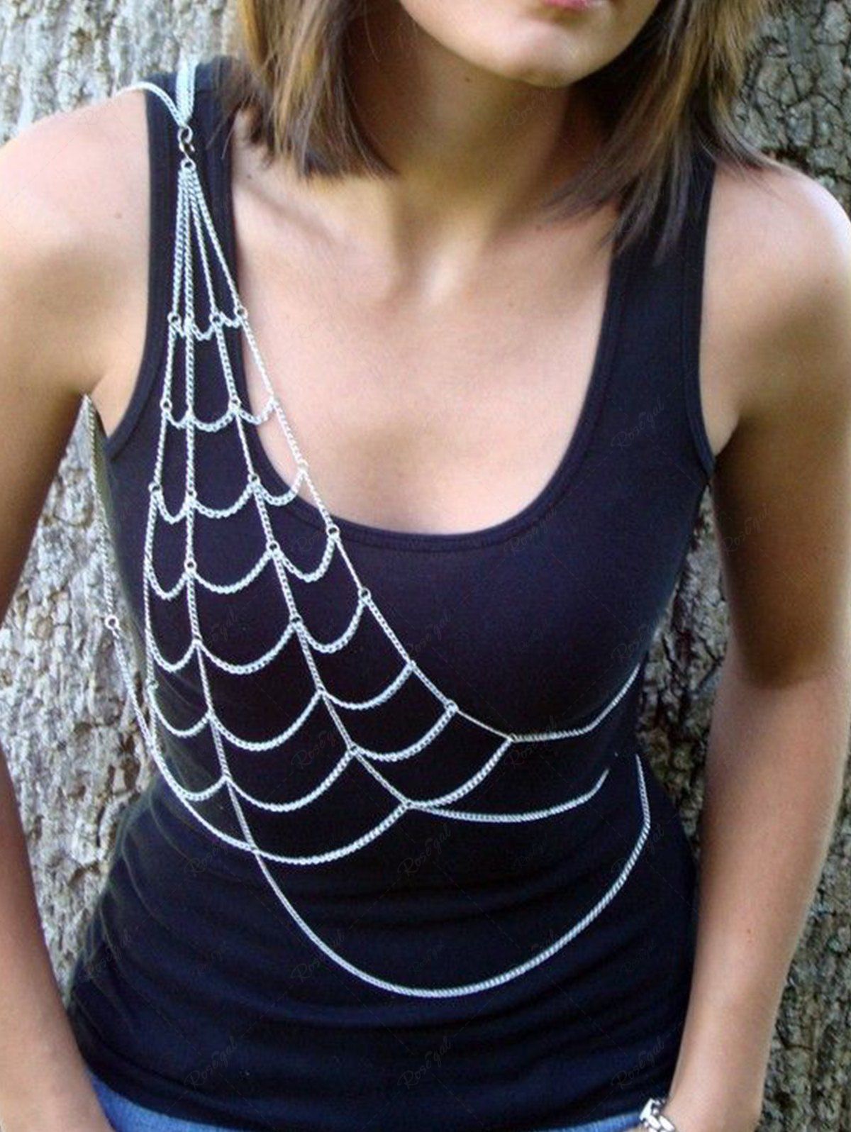 Spider Web Shaped One Shoulder Body Chain – Rgothic