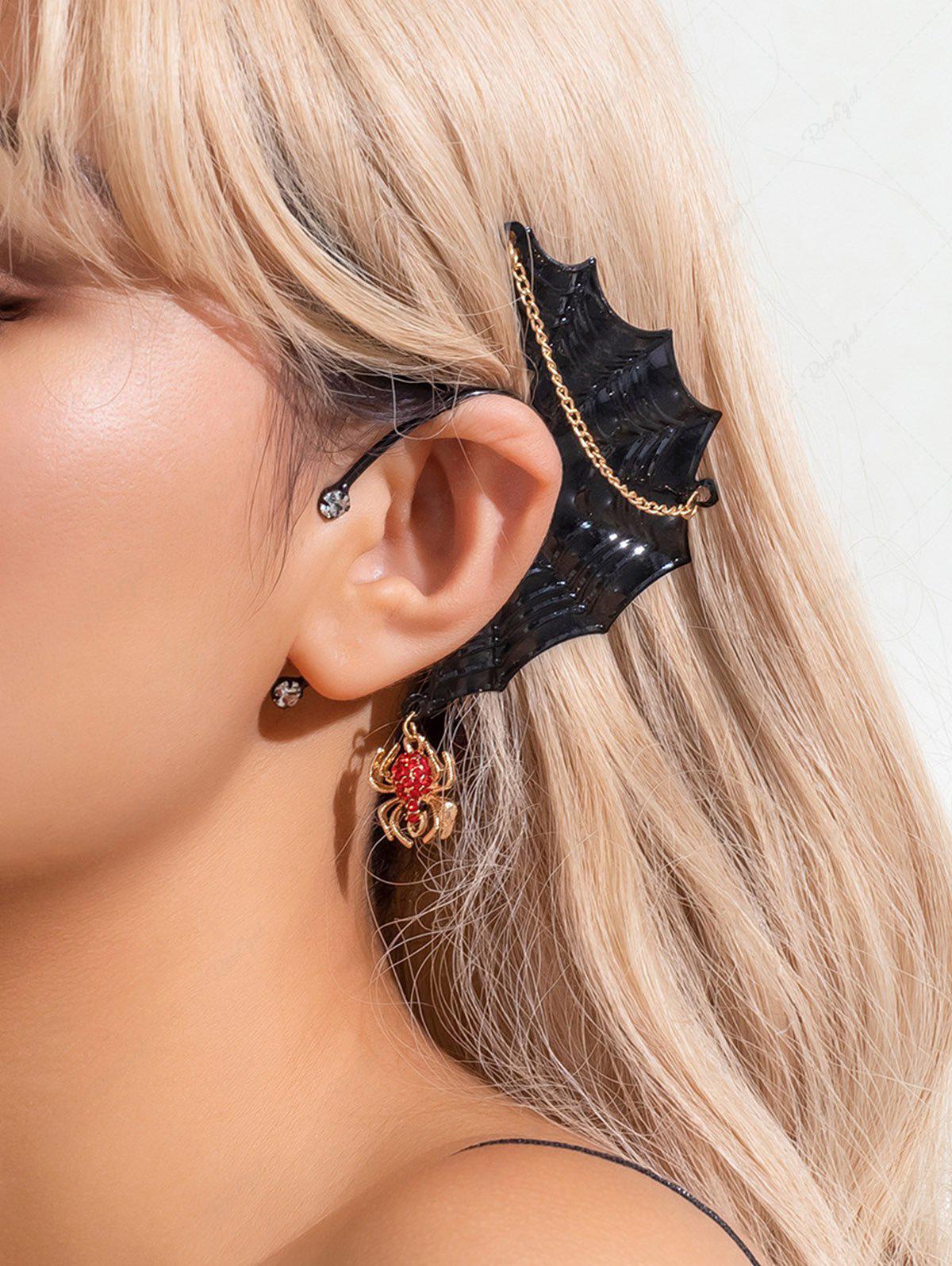 Gothic Bat Wing Red Spider Chain Cuff Earring – Rgothic