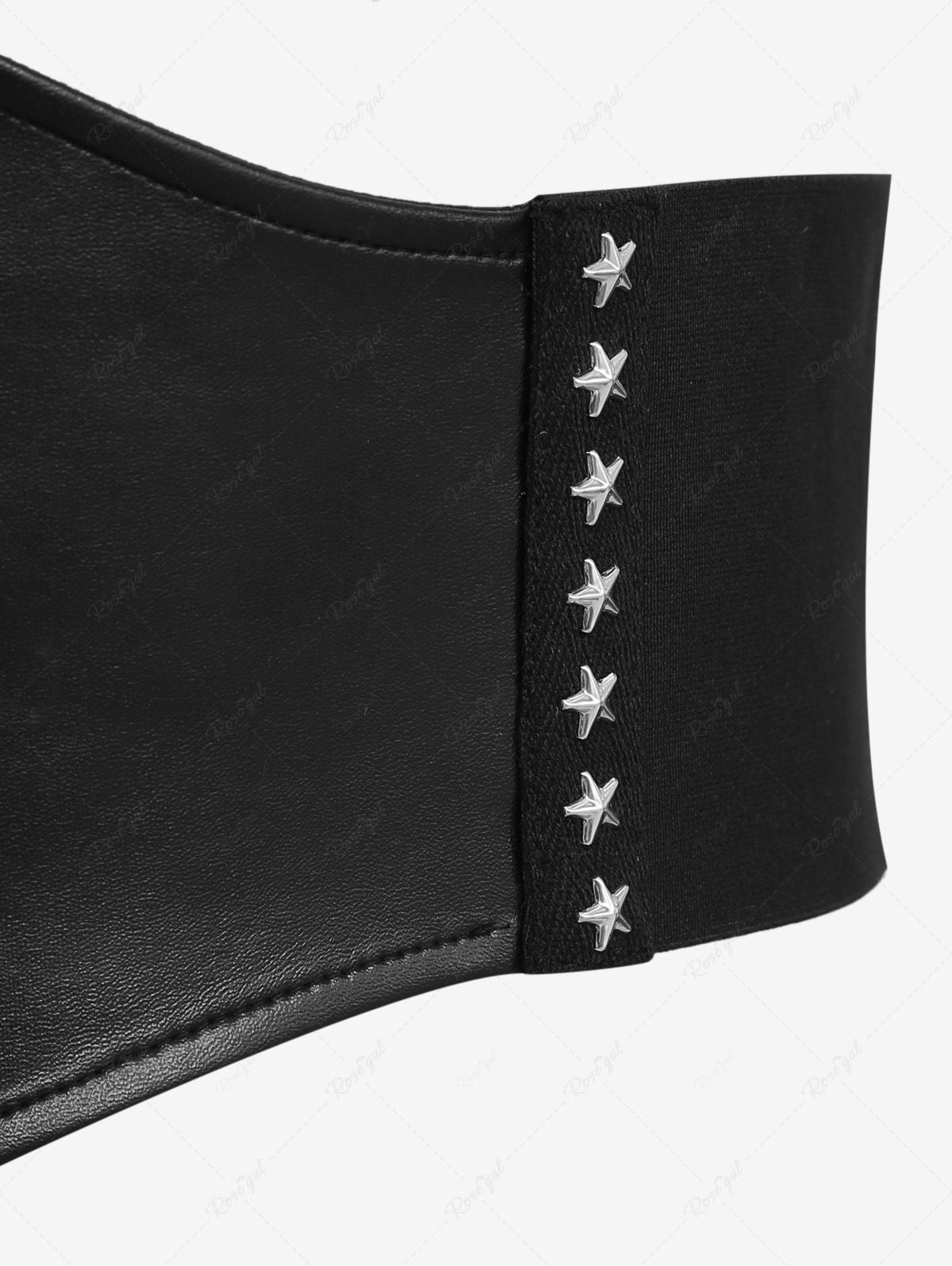 Gothic Chain Braided Lace Up PU Panel Star Rivet Corset Belt – Rgothic