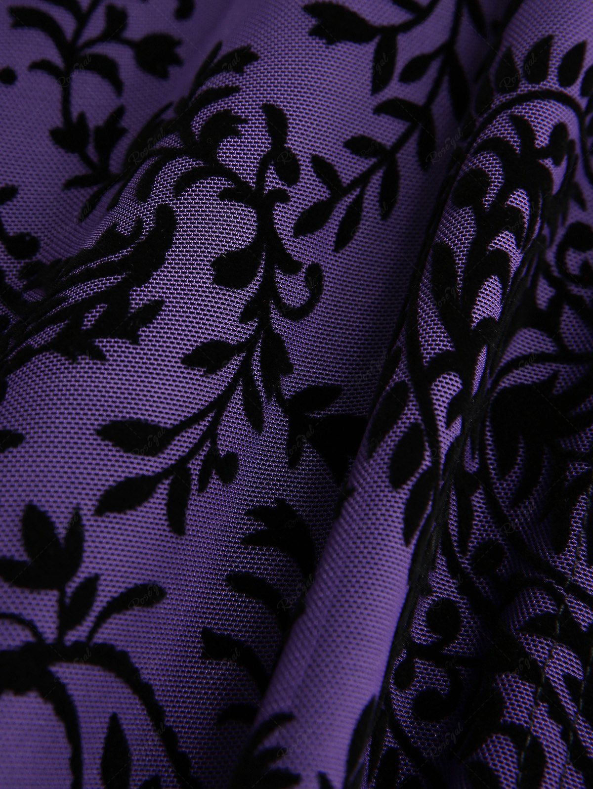 Gothic Tied Flare Sleeves Floral Vine Paisley Mesh Flocking Lace Up La ...