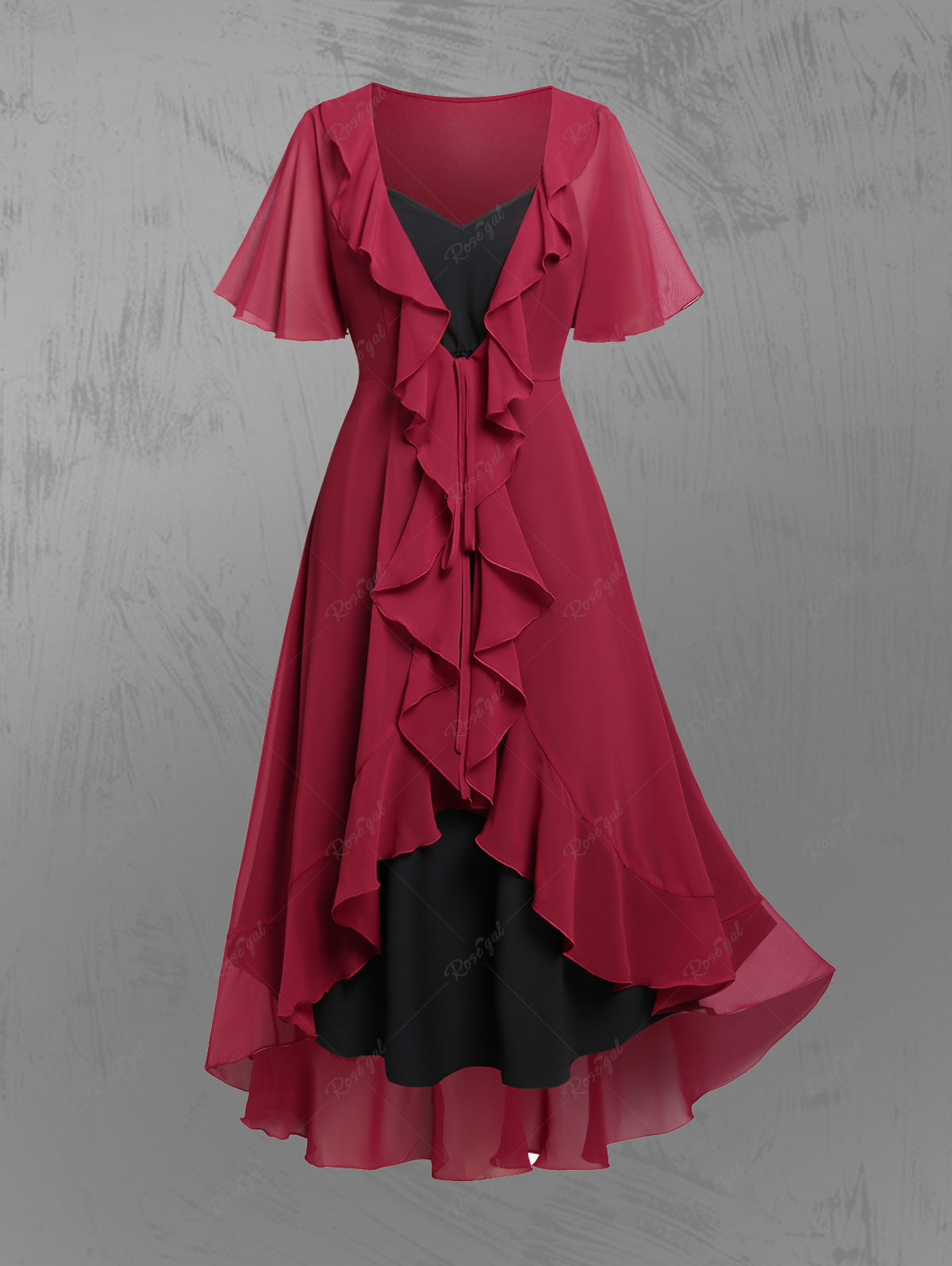 Victorian Goth Cami Dress and Tied Lettuce Trim Flutter Sleeves Dress ...